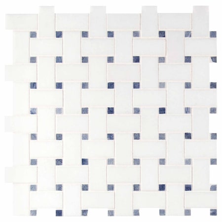 Msi Azula Basket Weave SAMPLE Polished Marble Mesh-Mounted Mosaic Tile ...