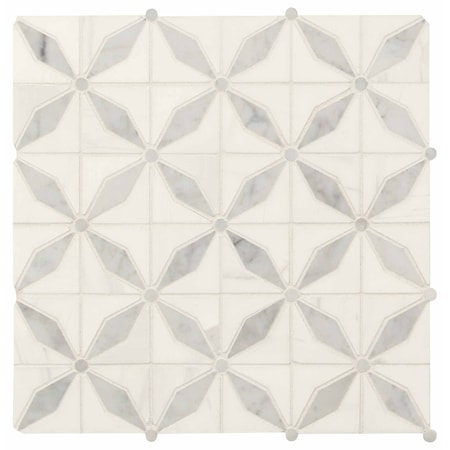 Msi Bianco Starlite SAMPLE Polished Marble Mesh-Mounted Mosaic Tile ZOR ...