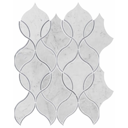 Msi Carrara White Ellipsis SAMPLE Polished Marble Mesh-Mounted Mosaic ...