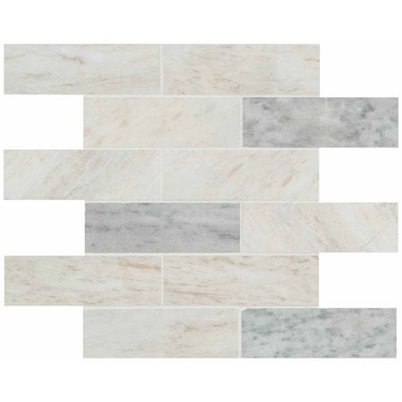 Msi Angora Subway SAMPLE Polished Marble Mesh-Mounted Mosaic Tile ZOR ...