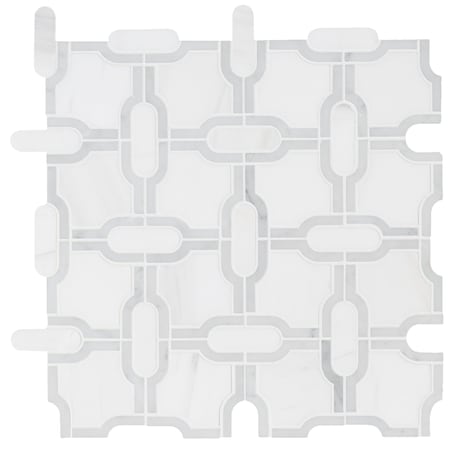 Msi Bianco Gridwork SAMPLE Polished Marble Mesh-Mounted Mosaic Tile ZOR ...