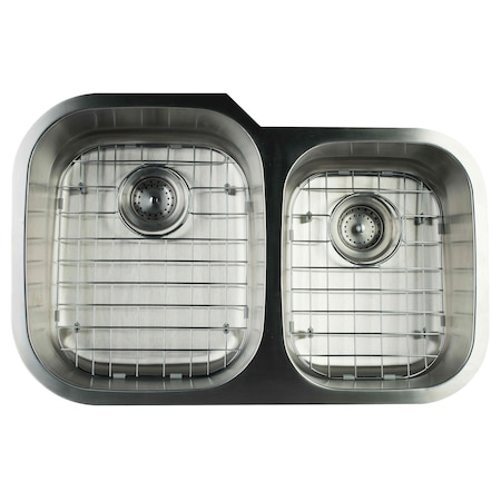 Msi Undermount Stainless Steel 32 In. 0-Hole Double Bowl Kitchen Sink ...