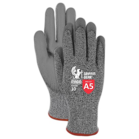 Magid Coated Gloves, Polyurethane, 6 Abrasion Level, Salt & Pepper, 1 ...