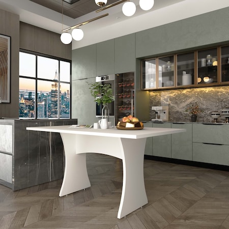 Manhattan Comfort Coney Dining Table in White 187GMC1 | Zoro