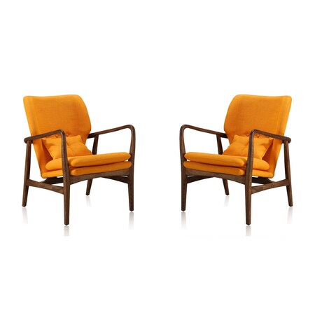 Manhattan Comfort Bradley Accent Chair in Yellow and Walnut (Set of 2 ...