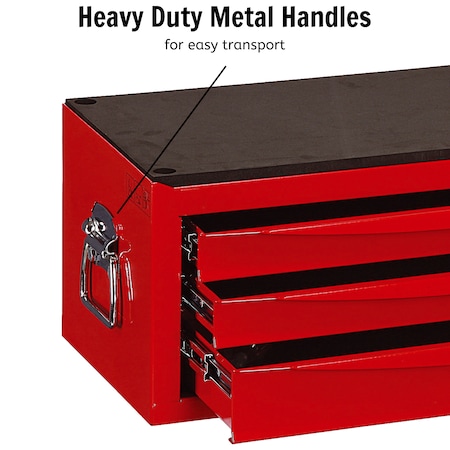 Teng Tools Middle Tool Box, 3 Drawer, Red, Steel, 26 in W x 12 in D x ...