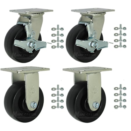 Mapp Caster Tool Box and Job Box Casters, 5 Polyolefin Wheel Casters ...
