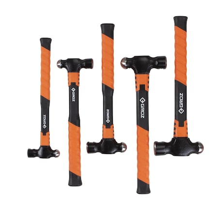 Groz Ball Pein Hammers Set - 5pcs, 8, 12, 16, 24 & 32 Oz. BPFG/ST/5 | Zoro