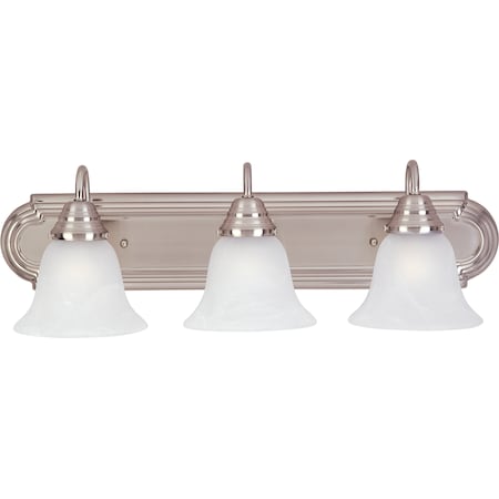 Maxim Essentials 3-Light 24" Wide Satin Nickel Vanity Light 8013MRSN | Zoro
