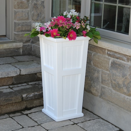 Mayne Cape Cod Tall Planter - White 4843-W | Zoro