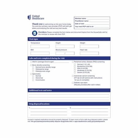 Signigyhealth Check List Form PCP Screening 8 X 10 Inch, 12PK ...