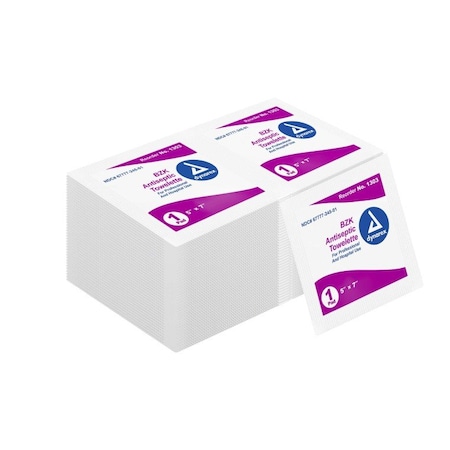 Dynarex Antiseptic Towelettes with benzalkonium chloride, 5 in. x 7 in ...