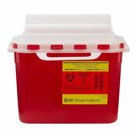 Bd Sharps Container Red Base 12 H X 12 W X 4-4/5 D Inch Horizontal ...