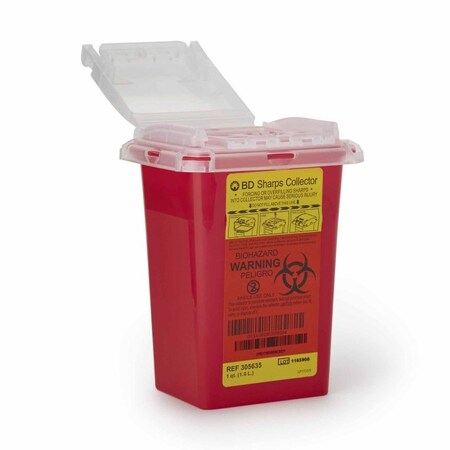 Bd Sharps Container Red Base 7 H X 4-9/10 W X 3-9/10 D Inch Vertical ...