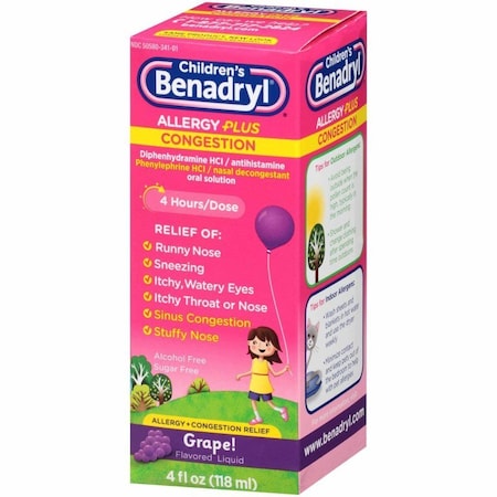 Childrens Benadryl Allergy Plus Congestion Children's Allergy Relief 12 ...