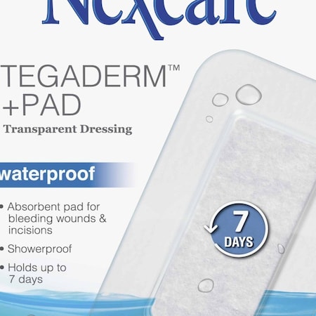 Nexcare Tegaderm+ Pad Transparent Film Dressing with Pad 2-3/8 X 4 Inch ...