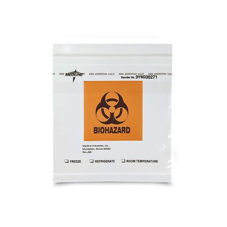 Medline Biohazard Speciment Bags, Zip Style with Pocket, 8x8in., 100PK ...