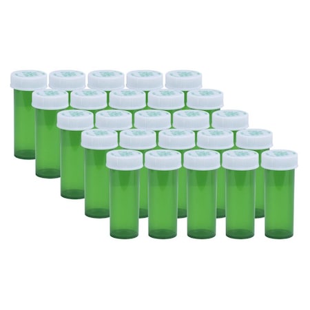 Oasis Green Prescription Vials, 6 Dram, 25 Per Pack VIAL6D-GX25 | Zoro