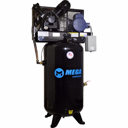 Mega Compressor Mega Power Air Compressor, 80gal, 2 Stage, 1PH 208-230V ...