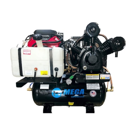 Mega Compressor Mega Power Compressor, Honda GX630, Key Start 30 Gal, w ...