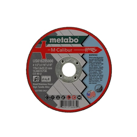Metabo Type 1, 6 in Dia, 1/16 in Thick, 7/8 in Arbor Hole Size ...