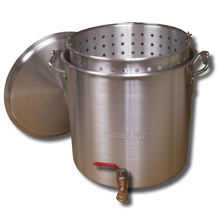 King Kooker Boiling Pot with Spigot, Aluminum, Lid and Basket, 100qt ...