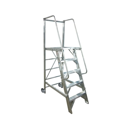 Metallic Ladder 5FT Rolling Platform Ladder w/ Spring Loaded Casters ...