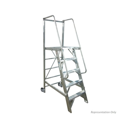 Metallic Ladder 4FT Rolling Platform Ladder w/ Tilt and Roll 5in Wheel ...