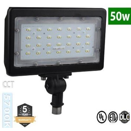 Metro Led 50W Knuckle Bracket Flood Light, PK6 ML-FL06-50WCT1B1-57K | Zoro