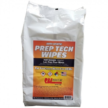 Rbl Products ANTI-STATIC PREP TECH WIPES RBUSB4PNT | Zoro