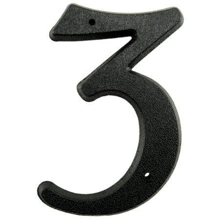 Midwest Fastener 5.25" - "3" Black Plastic House Numbers 3PK 360164 | Zoro