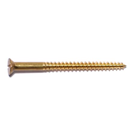 Midwest Fastener Wood Screw, #12, 3 in, Plain Brass Flat Head Slotted ...