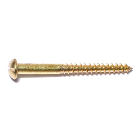 Midwest Fastener Wood Screw, #12, 2-1/2 in, Plain Brass Round Head ...