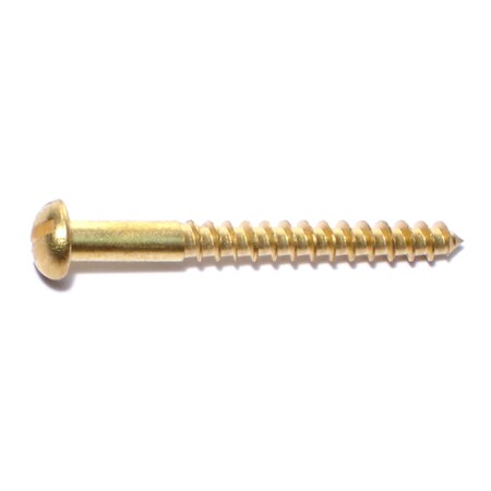 Midwest Fastener Wood Screw, #10, 2 in, Plain Brass Round Head Slotted ...