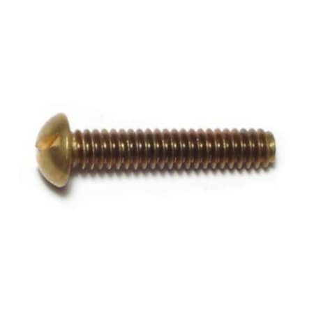 Midwest Fastener #10-24 x 1 in Slotted Round Machine Screw, Plain Brass ...