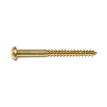Midwest Fastener Wood Screw, #8, 2 in, Plain Brass Round Head Slotted ...