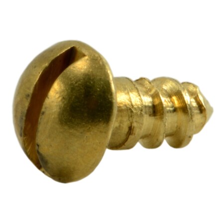 Midwest Fastener Wood Screw, #4, 1/4 in, Plain Brass Round Head Slotted ...