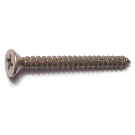 Midwest Fastener Wood Screw, #9, 1-3/4 in, Plain Brass Flat Head ...