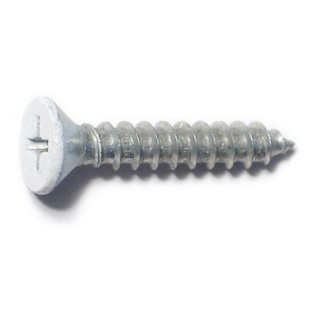 Midwest Fastener Wood Screw, #9, 1 in, White Steel Flat Head Phillips ...