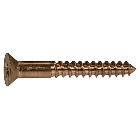 Midwest Fastener Wood Screw, #10, 1-1/2 in, Bronze Steel Flat Head ...