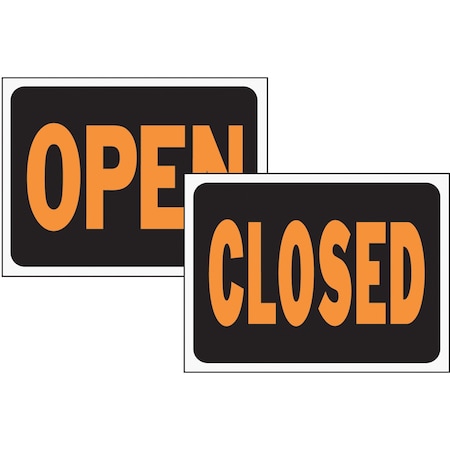 Hy-Ko Open/Closed Reversible Sign 8.5" x 12.5", 10PK A20041 | Zoro