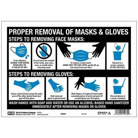 Hy-Ko Proper Removal Personal Protective Equipment Sign 8.5" x 12 ...