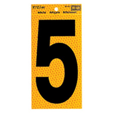 Hy-Ko 5In Yellow Reflective Number 5, 10PK B00755 | Zoro