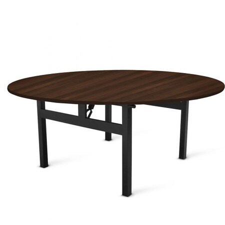 Mitylite Laminate Folding Table, Walnut, 72In. Round LCT72CWL1B | Zoro