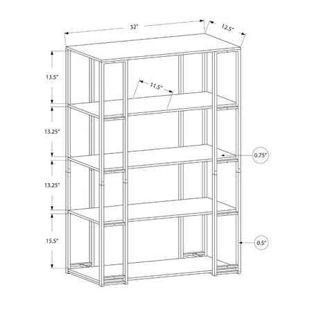 Monarch Specialties Bookshelf, Bookcase, Etagere, 5 Tier, 60"H, Office ...