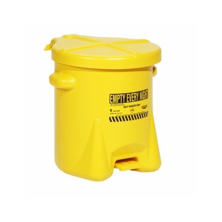 Eagle Mfg Poly Self-Closing Oily Waste Can Yellow 16.5" L x 13.5" W x ...