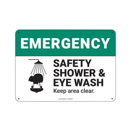 Pig Safety Shower & Eye Wash Sign 14" x 10" Aluminum 14" L x 10" H ...