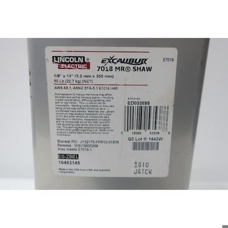Lincoln Industrial EXCALIBUR 7018 MR SHAW 1/8IN 14IN 50LB ELECTRODE ...