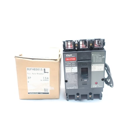 FUJI 15A, 3 pole Molded Case Circuit Breaker, 600V AC, - BU-FHB3015