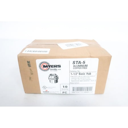 Myers Box Of 10 Basic Hub Aluminum 1-1/2in Conduit Fitting STA-5 | Zoro
